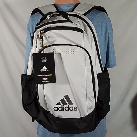 adidas | Bags | Adidas Defender Backpack With Shoe Garage White Black ...
